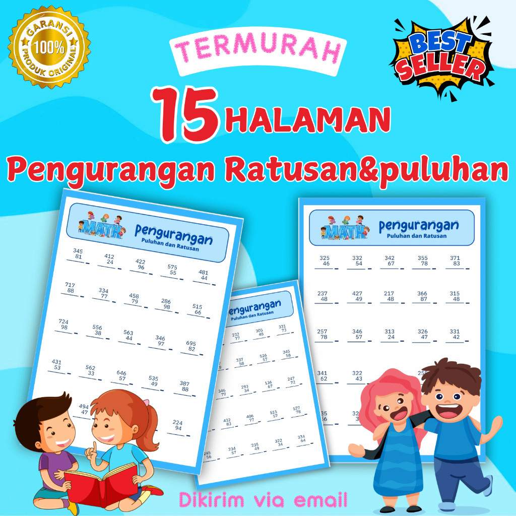 Jual (D7) 15 Halaman Pengurangan ratusan dan puluhan TK-PAUD Siap Print ...
