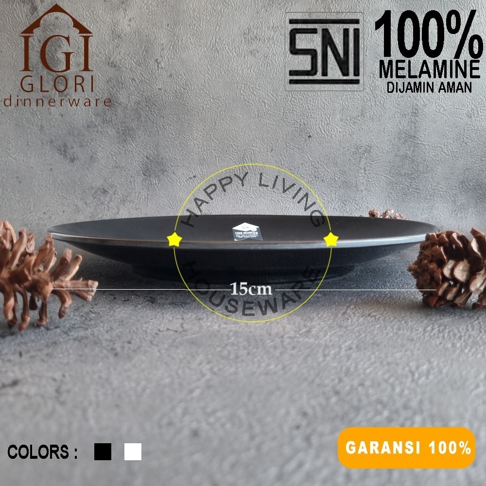 Jual GLORI Premium Melamin 15x15x2cm Hitam Piring Bulat Piring Ceper ...