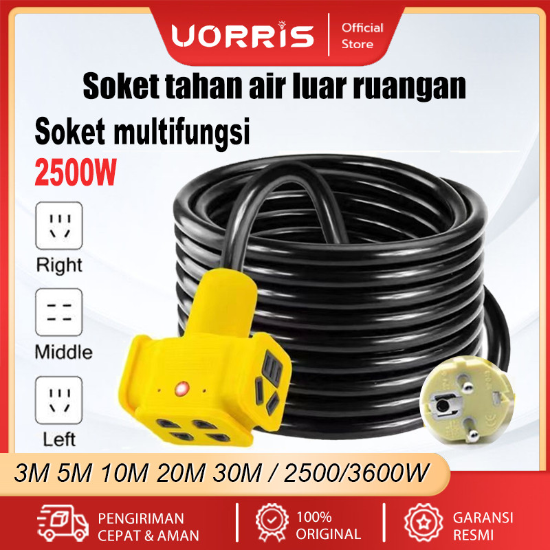 Jual UORRIS 2500W Kabel Ekstensi Extension Cord 30 Meter 20 Meter 10 ...