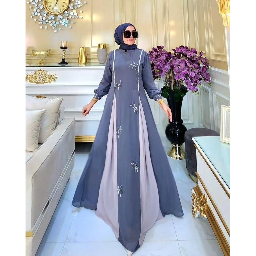 Jual Vallina Outfit - Azalia Maxy Abaya Arabian Cerutty Babydoll Pearls ...
