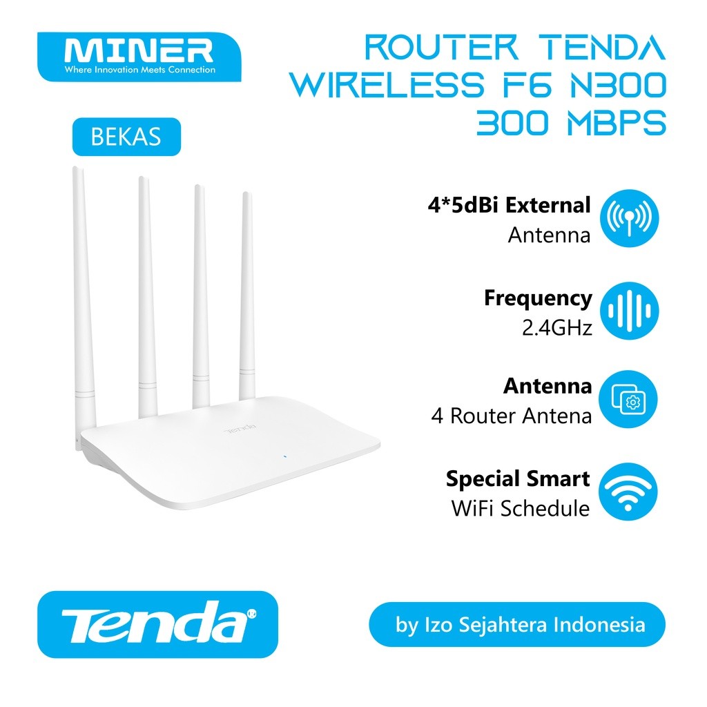 Jual Router Wireless Tenda F6 N300 4 Antena Access Point 300 Mbps 2 ...