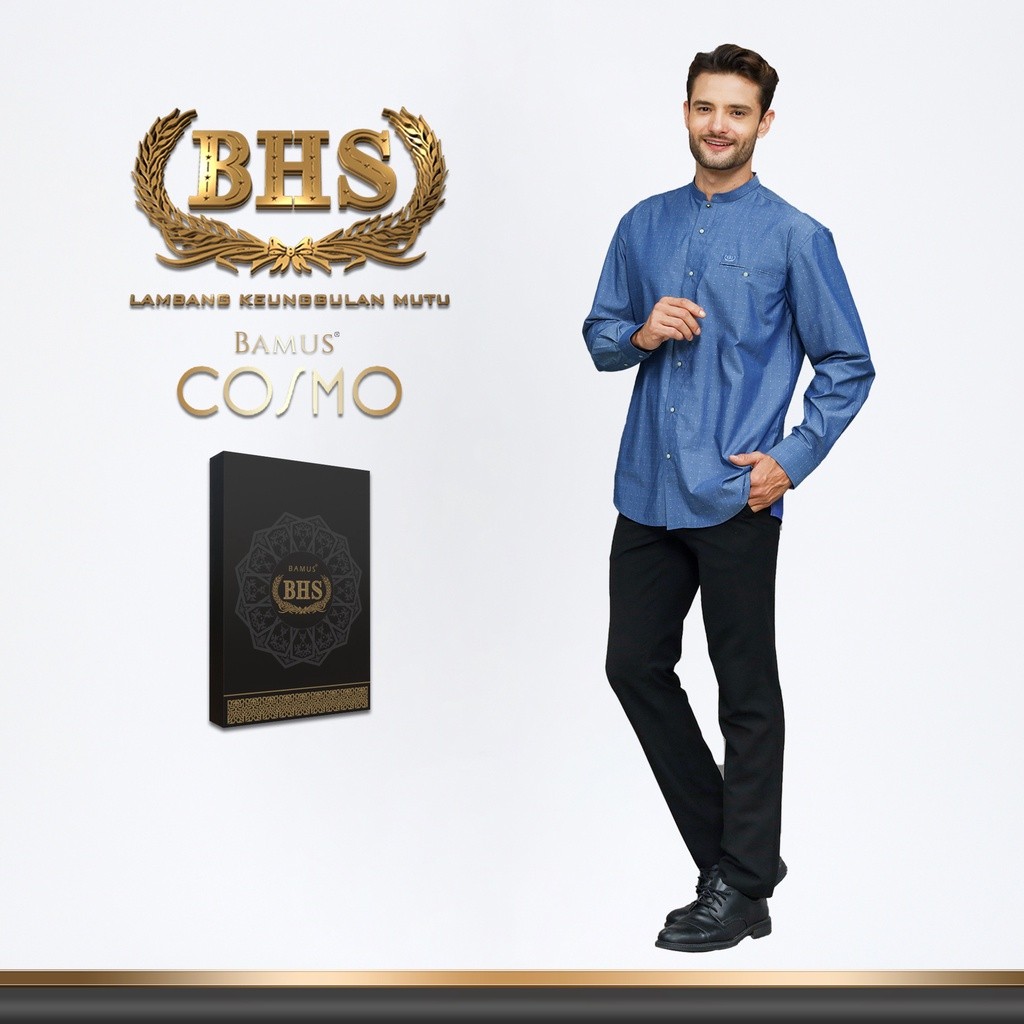 Jual Baju Koko BHS Cosmo Biru | Shopee Indonesia