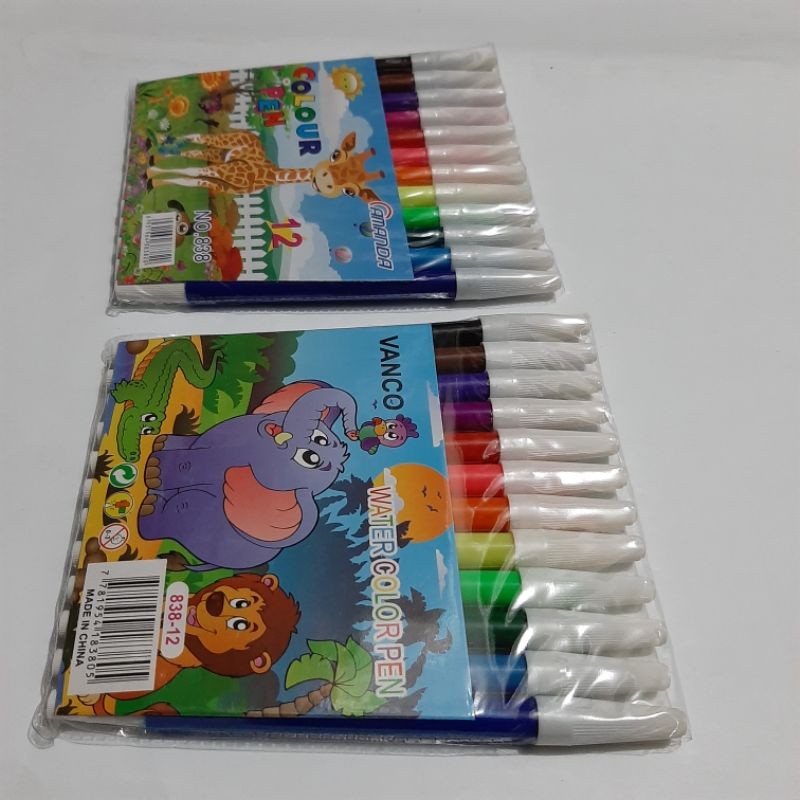 Jual 1 Set Spidol Warna Isi 12 Warna Merk Vanco | Shopee Indonesia