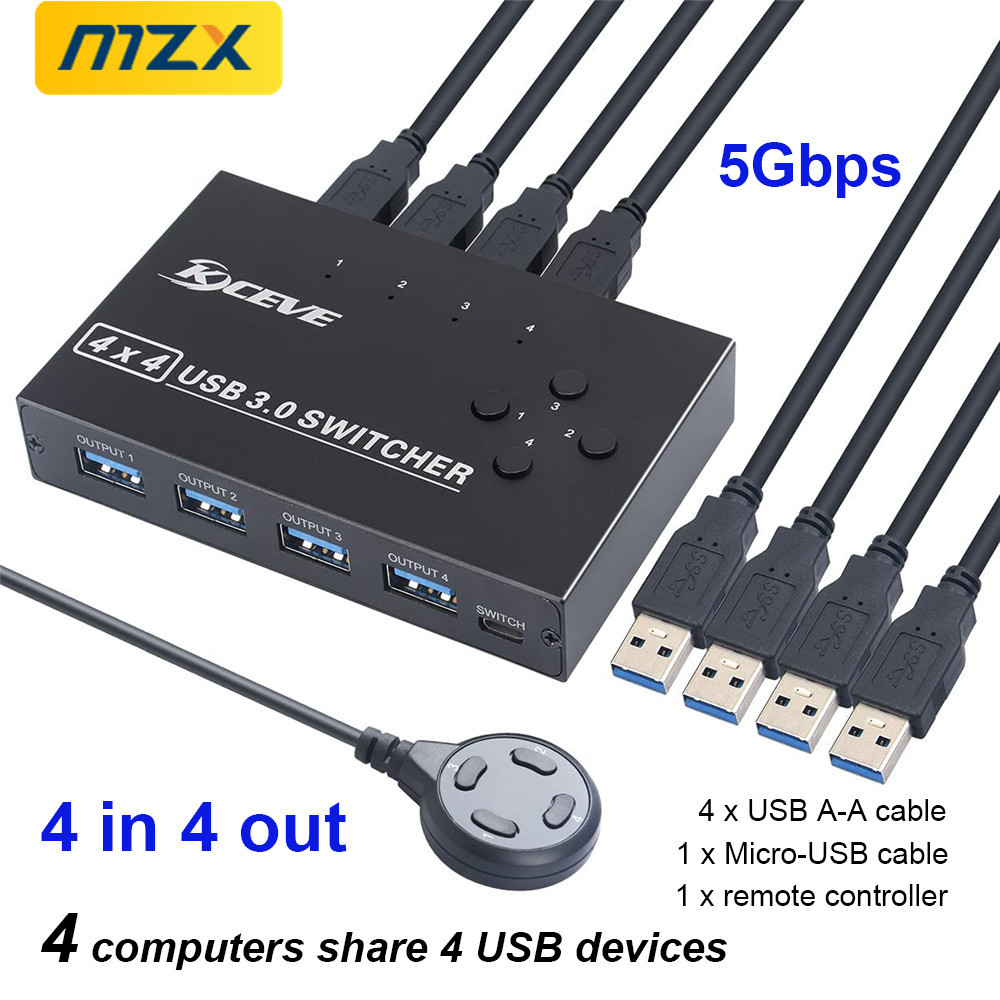 Jual MZX USB 3.0 Switch KVM KM Switcher Selector Hub 4 Computer Laptop ...