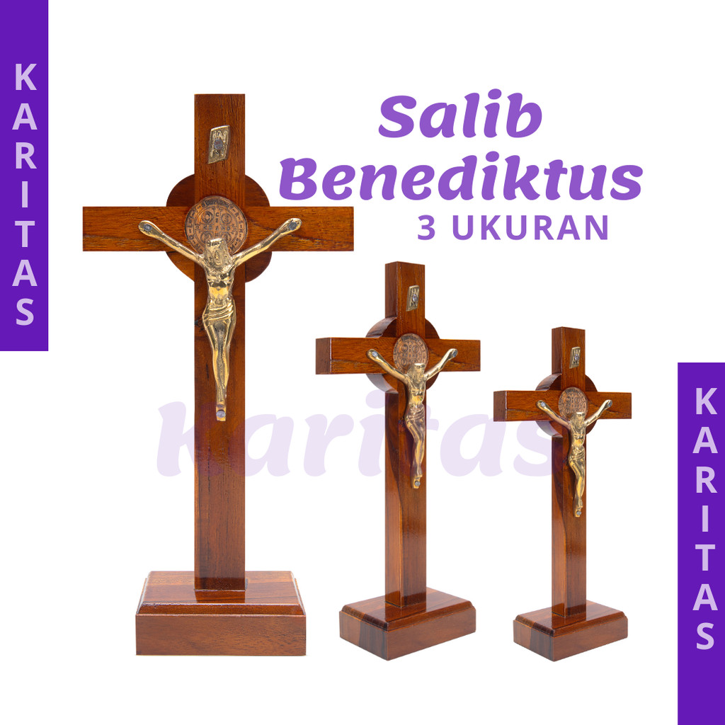 Jual SALIB DUDUK BENEDICT 25-30 CM / SALIB MEJA BENEDIKTUS/ SALIB ...