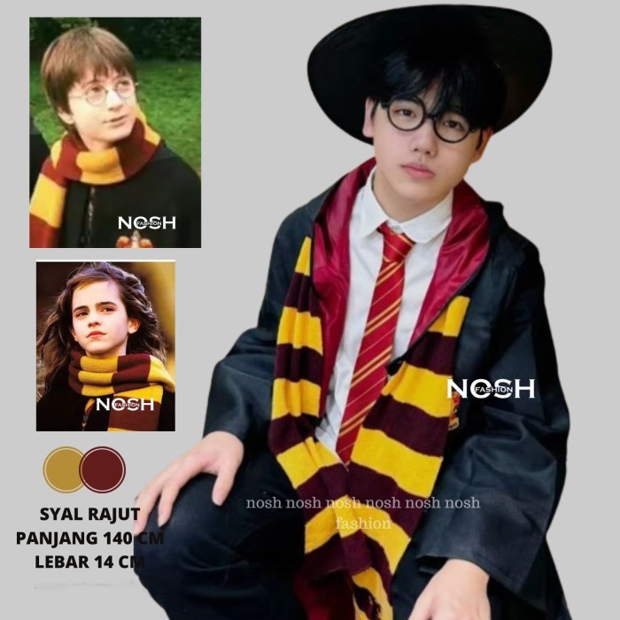 Jual Syal Rajut Hari P0t-ters Marun Mix Kuning / syal Musim Dingin ...