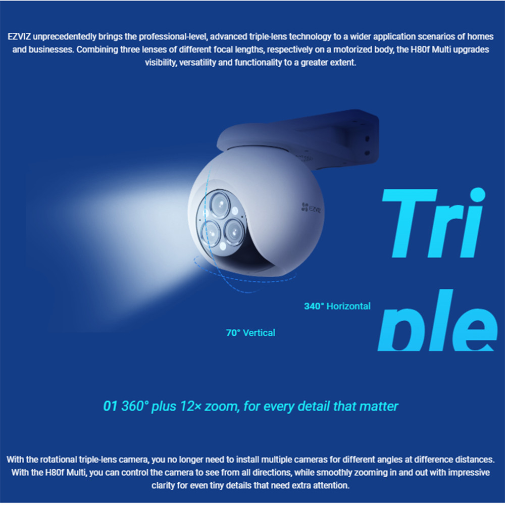Jual EZVIZ H80F MULTI 4MP MULTI 2K+ TRIPLE-LENS 2 WAY AUDIO COLOR NIGHT ...