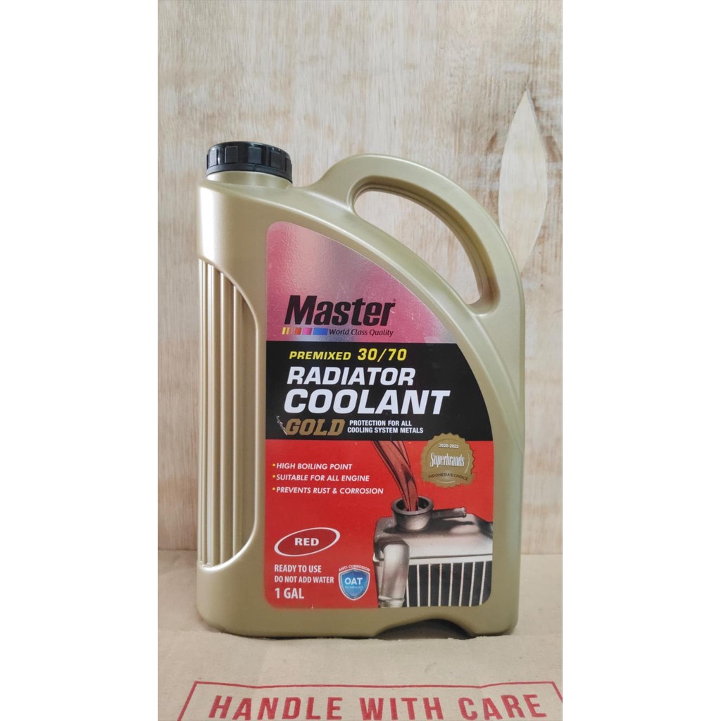 Jual Air Radiator Coolant Master Gold OAT 30/70 Merah Galon 4 Liter ...