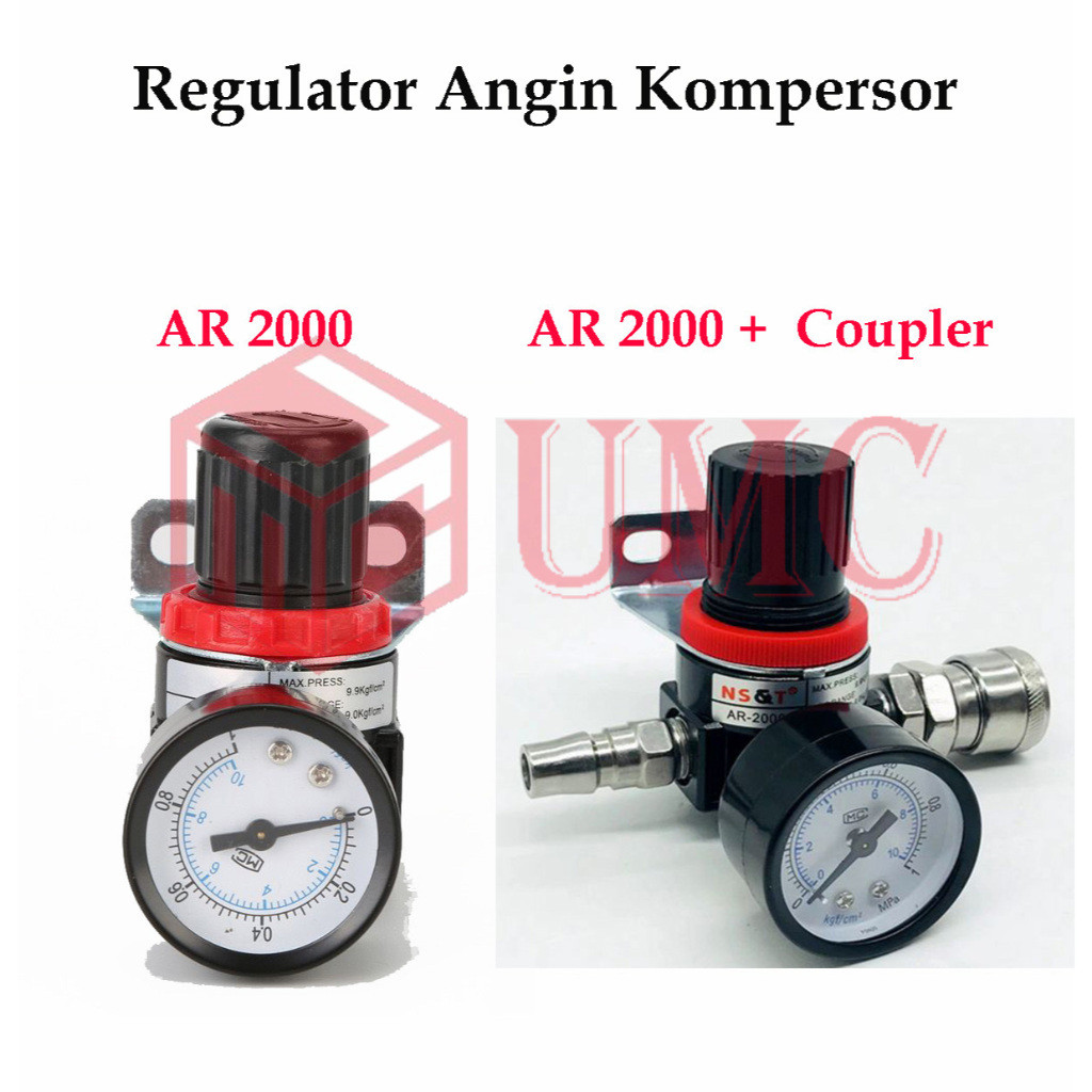 Jual Regulator Kompresor Angin AR2000 1/4 Inch 10 Bar Pengatur Tekanan ...