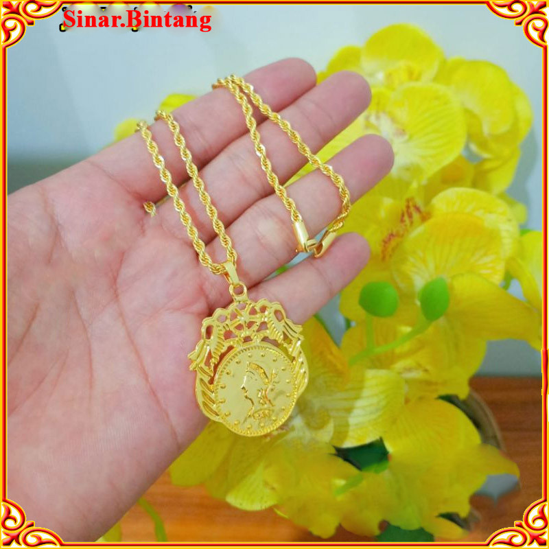 Jual promo....cod kalung tambang dan liontin koin emas asli kadar emas mudah 18,9 ada surat toko ...