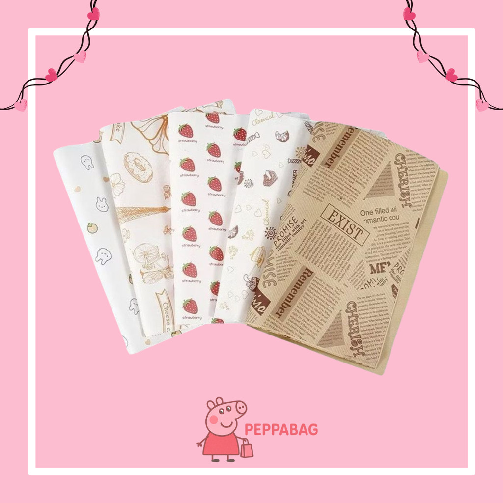 Jual (GROSIR)25pcs kertas roti motif/ wax paper/ baking paper/ kertas ...