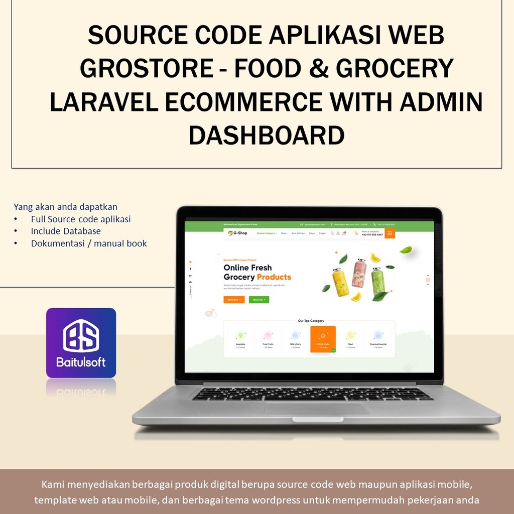 Jual SOURCE CODE APLIKASI WEB GROSTORE - FOOD & GROCERY LARAVEL ECOMMERCE WITH ADMIN DASHBOARD ...