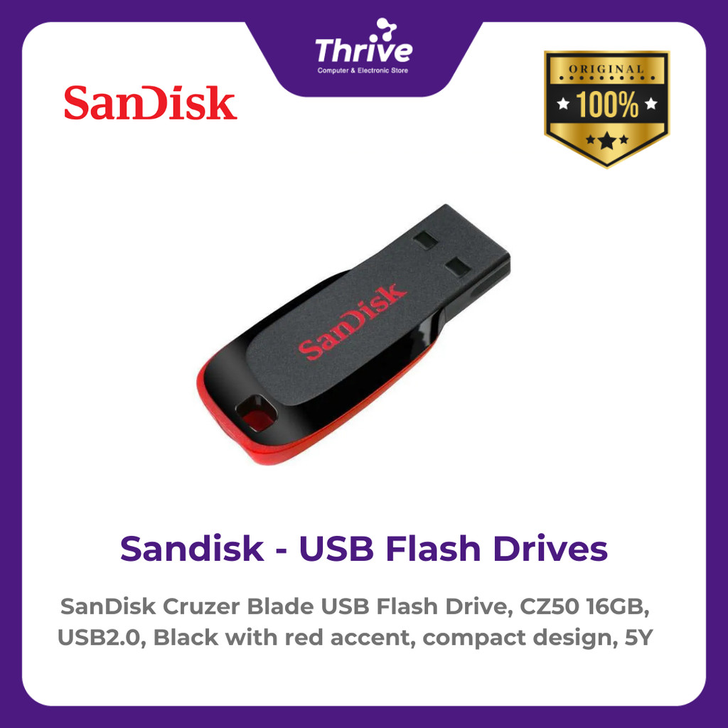 Jual SanDisk Cruzer Blade USB Flash Drive, CZ50 16GB, USB2.0, Black ...