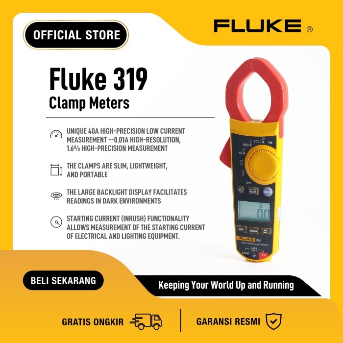 Jual FLUKE 319 1000 AMP True-RMS AC/DC Clamp Meter | Shopee Indonesia