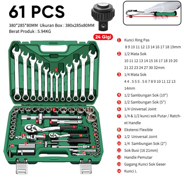 Jual cod ISKU Tool Kit Set Kunci Sok Set Shocket Set CR-V Toolkit ...