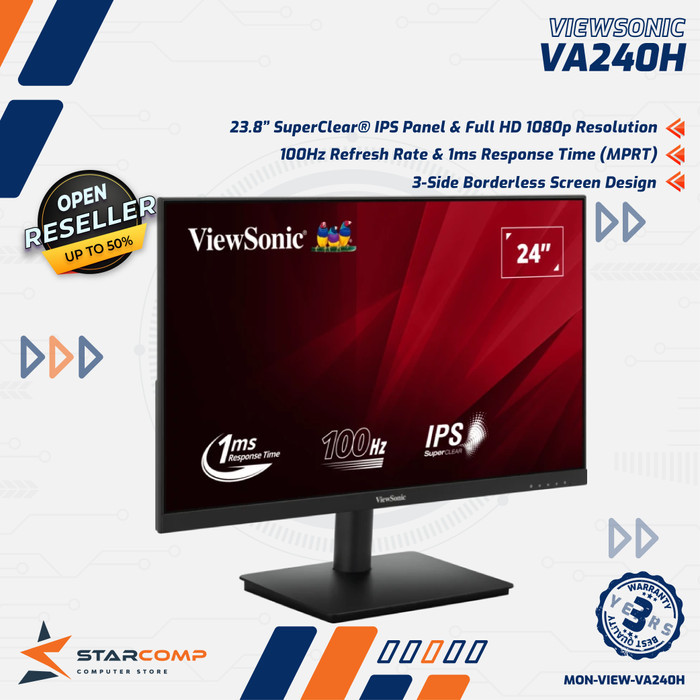 Jual ViewSonic VA240H Monitor 24 Inch FHD IPS 1ms 100Hz VESA HDMI VGA ...