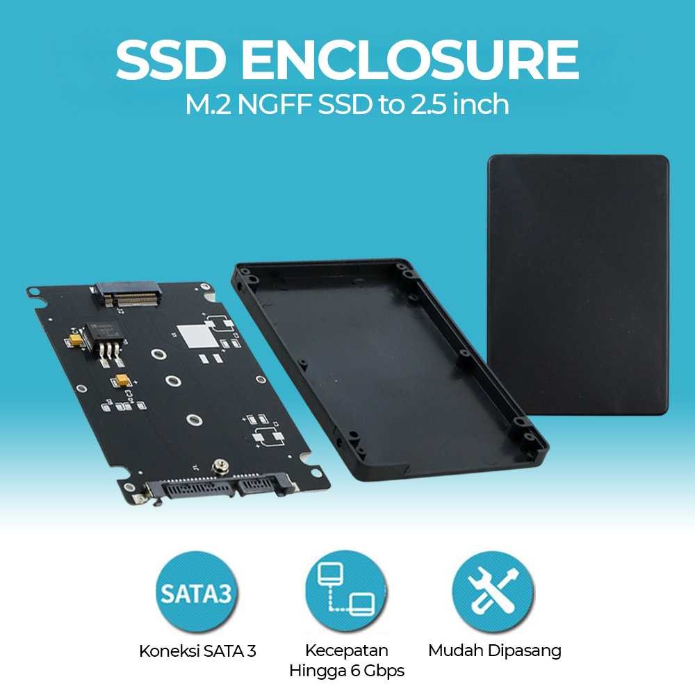 Jual XIEDE M.2 NGFF SSD to 2.5 inch SATA Adapter Card Enclosure 7mm ...