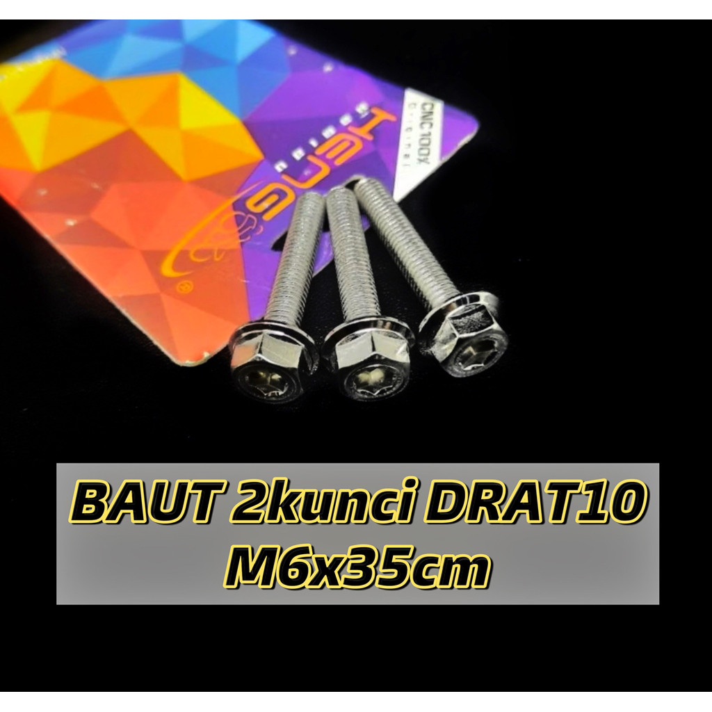 Jual baut probolt 2kunci 2 kunci stainless 6x35 drat 10 panjang 3.5cm ...
