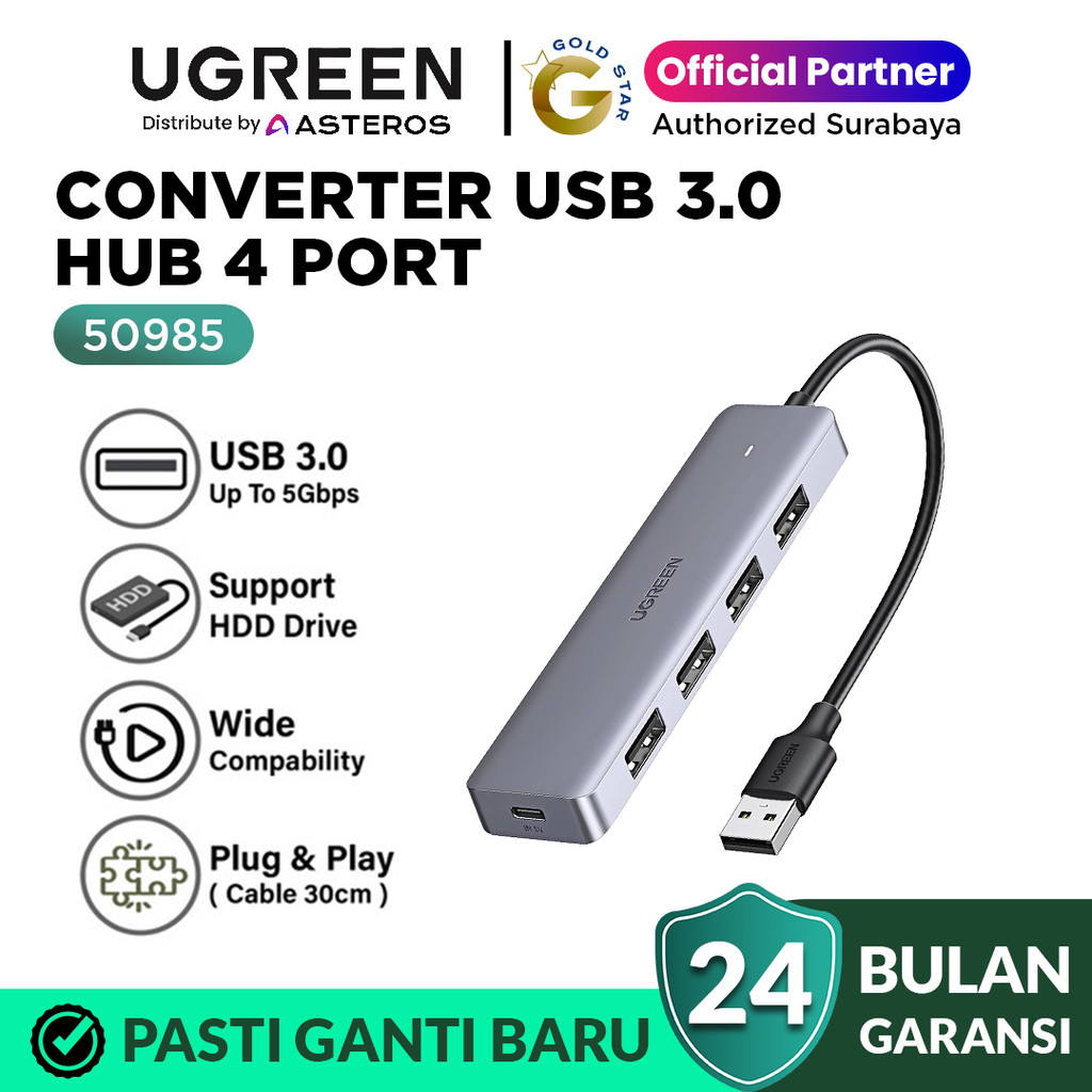 Jual UGREEN USB Hub 4 Port USB 3.0 High Speed 5Gbps | Shopee Indonesia