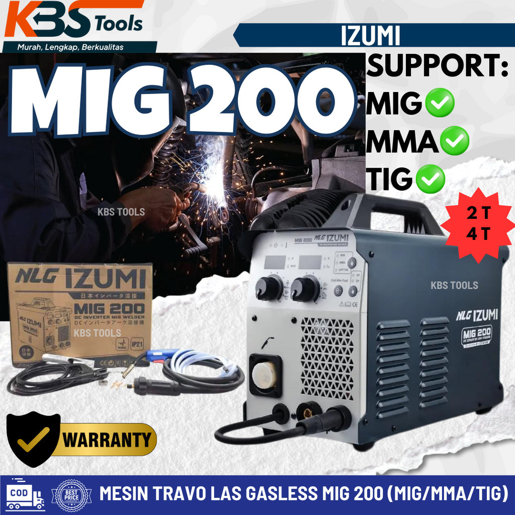 Jual Travo Las IZUMI MIG 200 Mesin Trafo Las Listrik MIG Tanpa Gas / Gasless Welding CO 2 MIG ...