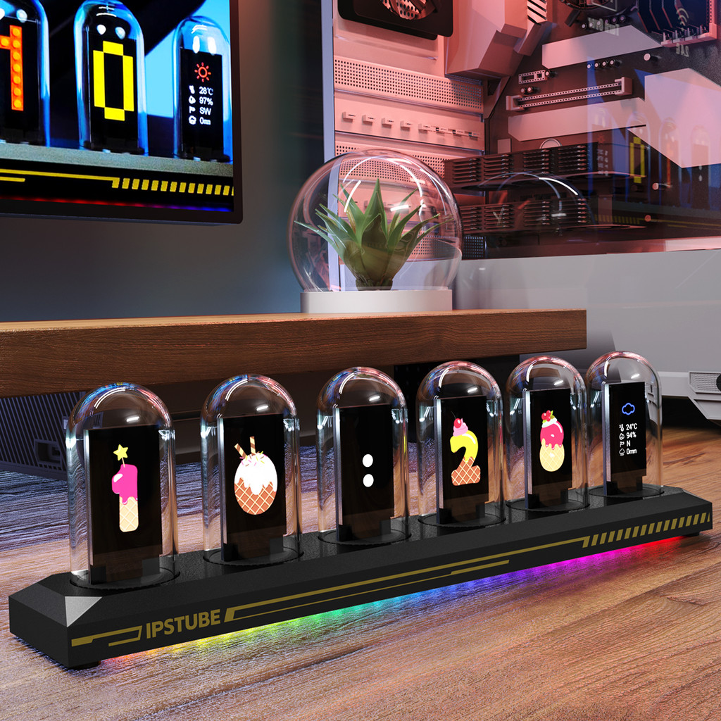 Jual USB Powered RGB Nixie Tube Clock with IPS Color Screen, Corded ...