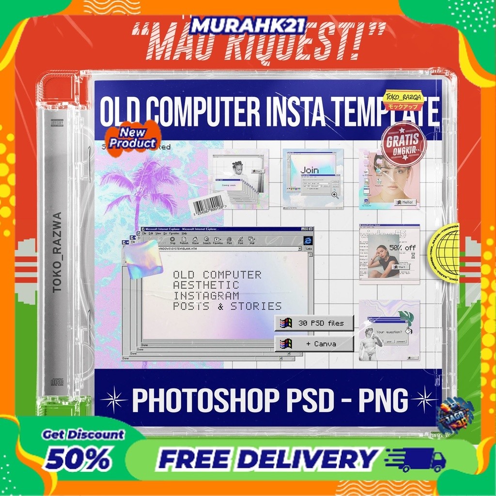 Jual Old Computer Insta template Photoshop - 240323 PS TEMPLATE ...