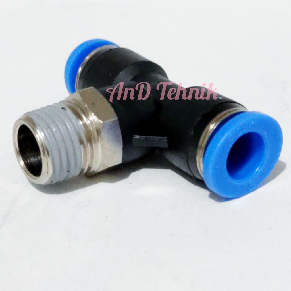 Jual Fitting Angin T Tee Drat PT 08-02 / Fitting Tee Angin 8mm x 1/4 ...