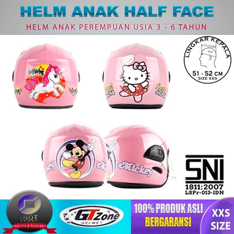 Jual Gt Zone Kids Helmet Helm Motor Anak SNI Perempuan Balita Usia 3 4 ...