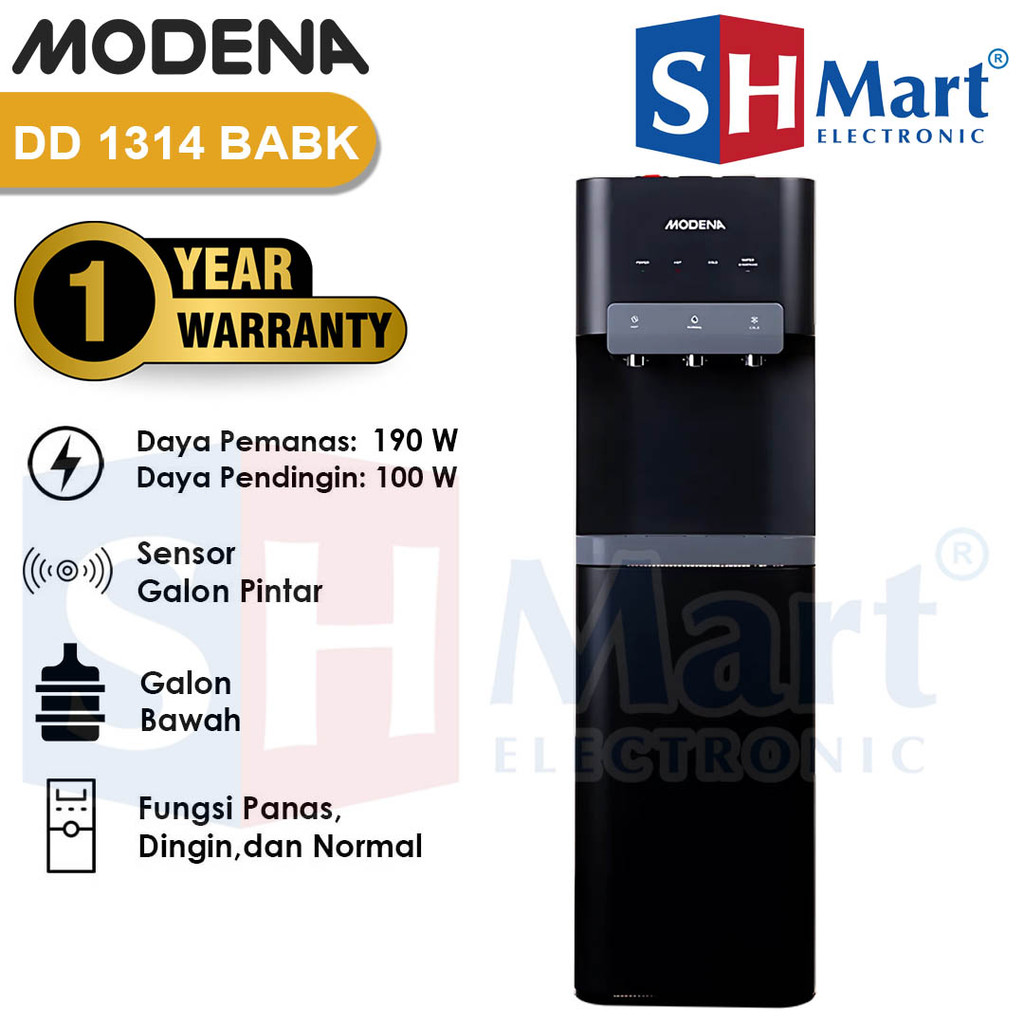 Jual DISPENSER GALON BAWAH MODENA 3 KRAN DD1314BABK LOW WATT BOTTOM ...