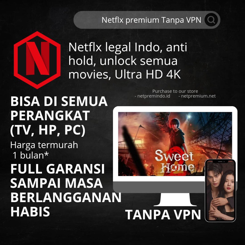 Jual NETFLIXX PERMIUM 1 BULAN - 1 TAHUN ANTI ON FULL UHD 4k VPN 100% FULLGARANSI | Shopee Indonesia