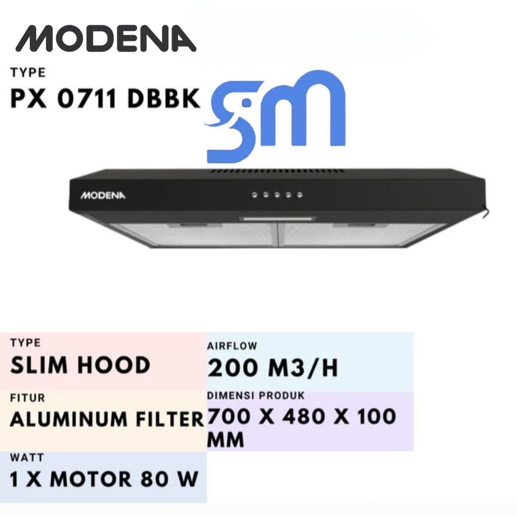 Jual Cooker Hood Modena PX-0711 DBBK Slim Hood Penghisap asap ...