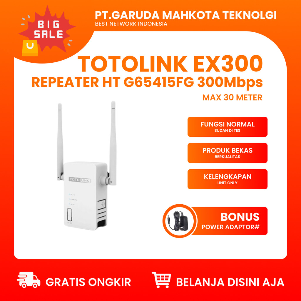 Jual Repeater TOTOLINK EX300 HTG65415FG 300Mbps Wireless WiFi Extender 2 Antena Bekas Original ...