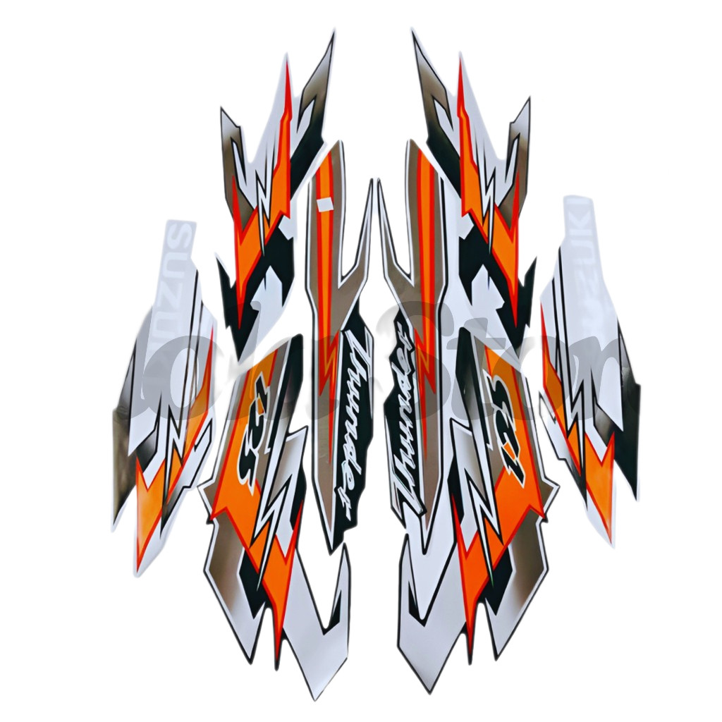 Jual Sticker Striping Suzuki Thunder 125 Putih Oren 2008 2009 List Body ...