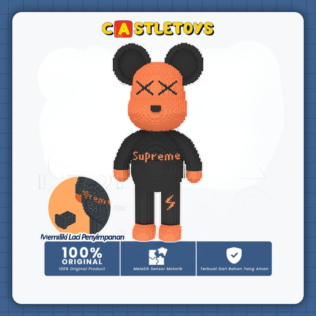 Jual Nano Blocks Violent Bear Supreme Black Orange Big 3D Model, Mainan ...