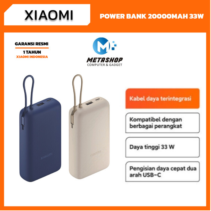 Jual XIAOMI MI 33W Power Bank 20000mAh Portable Integrated Cable Fast ...