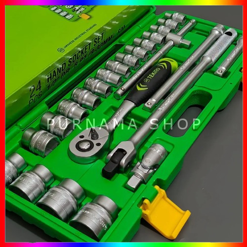 Jual Tekiro Kunci Sok 24 Pcs Set 8 - 32 Mm Box Plastik - 6Pt Ready Kunci Lengkap Full Set ...
