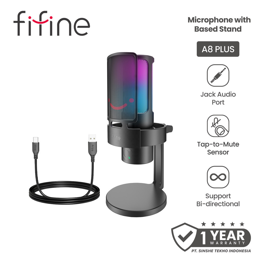 Jual FIFINE USB Microphone A8 with Controllable RGB Live Monitoring Pop ...