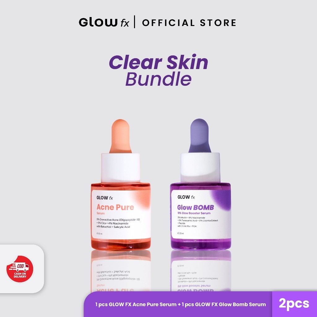 Jual [Clear Skin Bundle] BUNDLING SERUM GLOWFX | 1 PCS GLOW FX Acne Pure Serum + 1 PCS GLOW FX ...