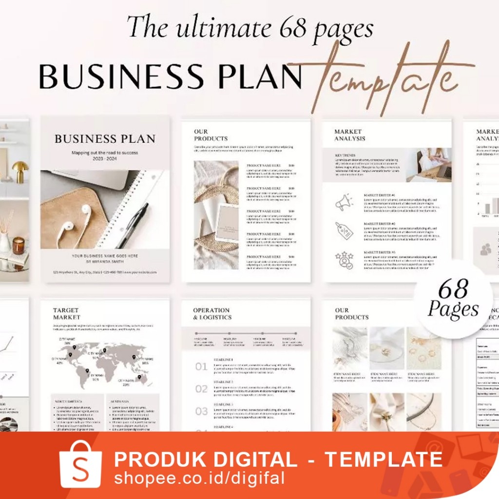 Jual Business Plan Template Printable - Small Business Planner - Start Up Workbook - Side Hustle ...