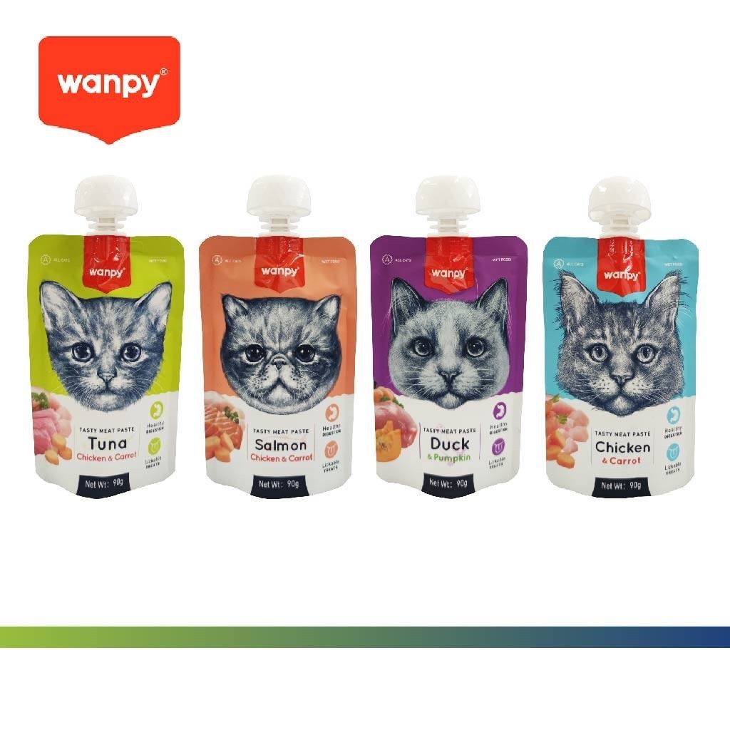 Jual WANPY Meat Paste Wet Cat Food 90 GR Snack Liquid Creamy Drink ...