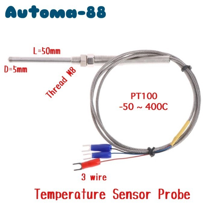 Jual FC99 Sensor Suhu RTD PT100 Probe 5cm 50mm Temperature 3 kabel wire ...
