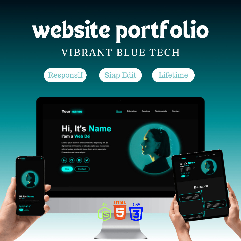 Jual Template Website Portfolio Komplit HTML,CSS,JS Vibrant Green Tech ...