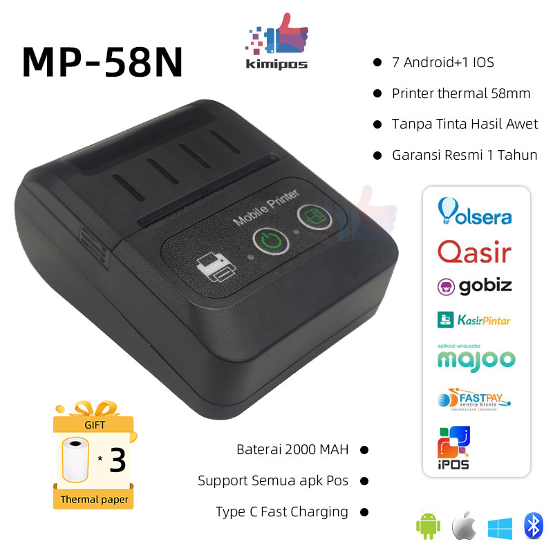 Jual PRINTER KASIR 58mm Printer Thermal alat print resi support Android ...
