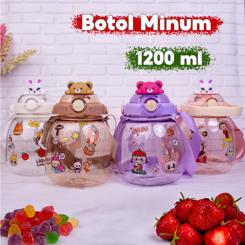 Jual Botol Minum Anak Bonus Stiker 2D Labubu Tali Strap Dan Headle ...