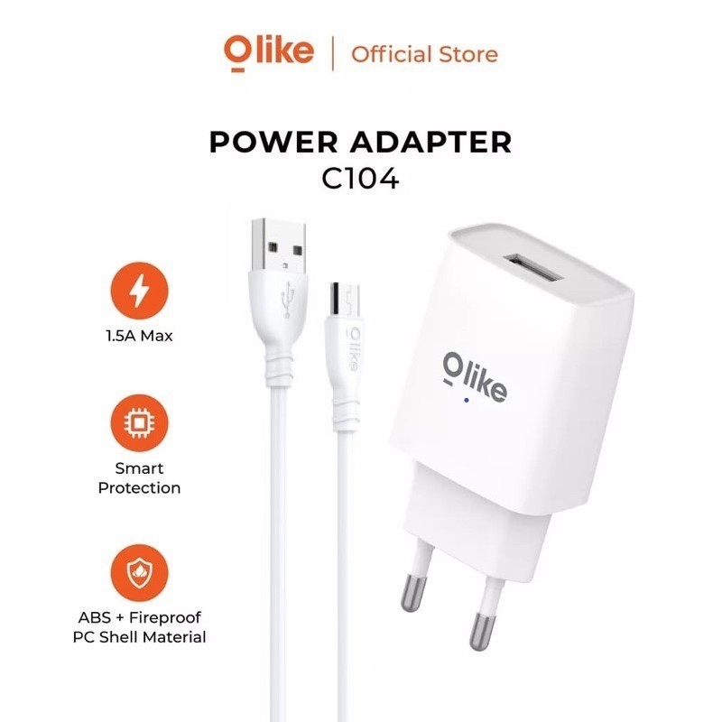 Jual OLIKE Adaptor Charger C104 Kepala Charger 5V/1.5A With Micro USB Cable Garansi Orginal ...