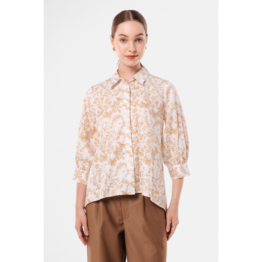 Jual MINIMAL - Litzia - Kemeja Wanita Motif Bunga - Mustard | Shopee ...