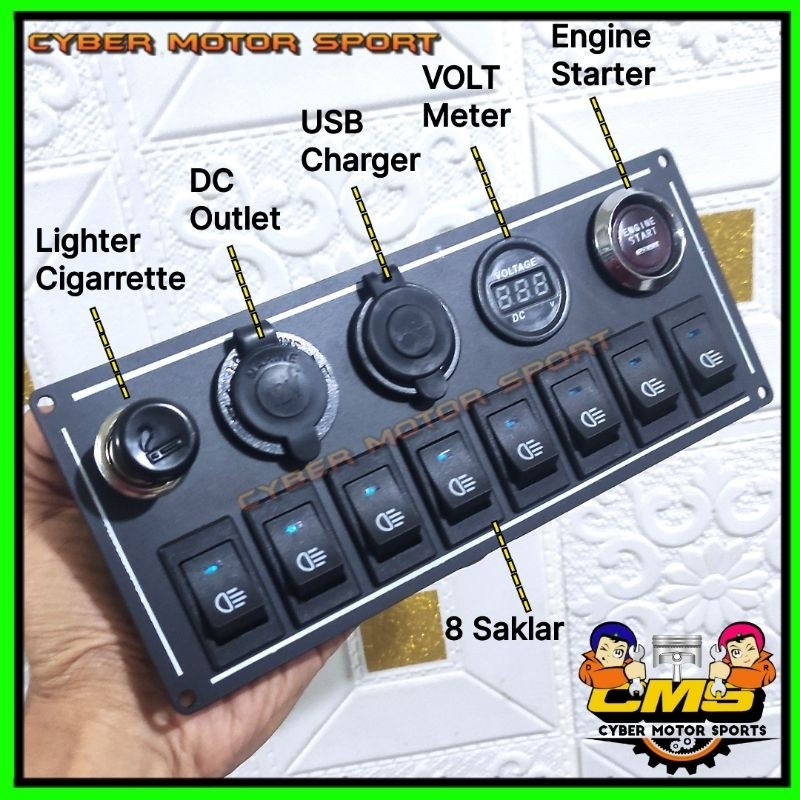 Jual Saklar mobil 12v 24v universal. sakelar 8 on off switch LED. panel ...