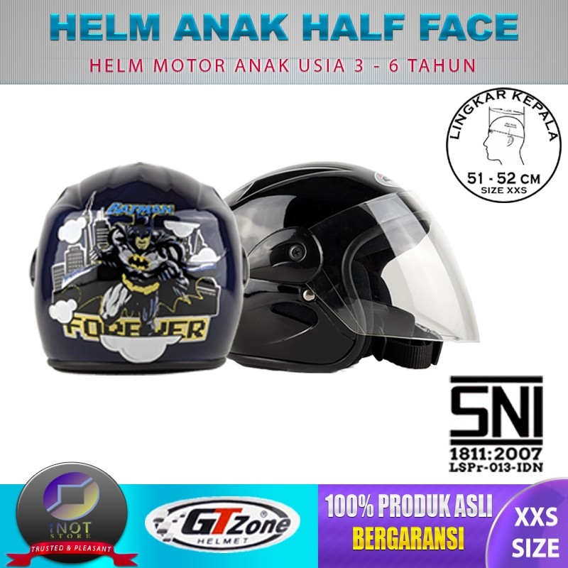 Jual Helm Anak SNI Cowok Laki Laki Batman Hitam Usia 3 4 5 6 Tahun ...