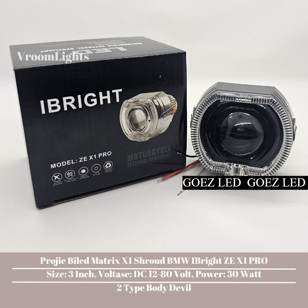 Jual IBRIGHT Tipe ZE X1 PRO Projie Biled Matrix X1 3 Inch Body Hitam ...