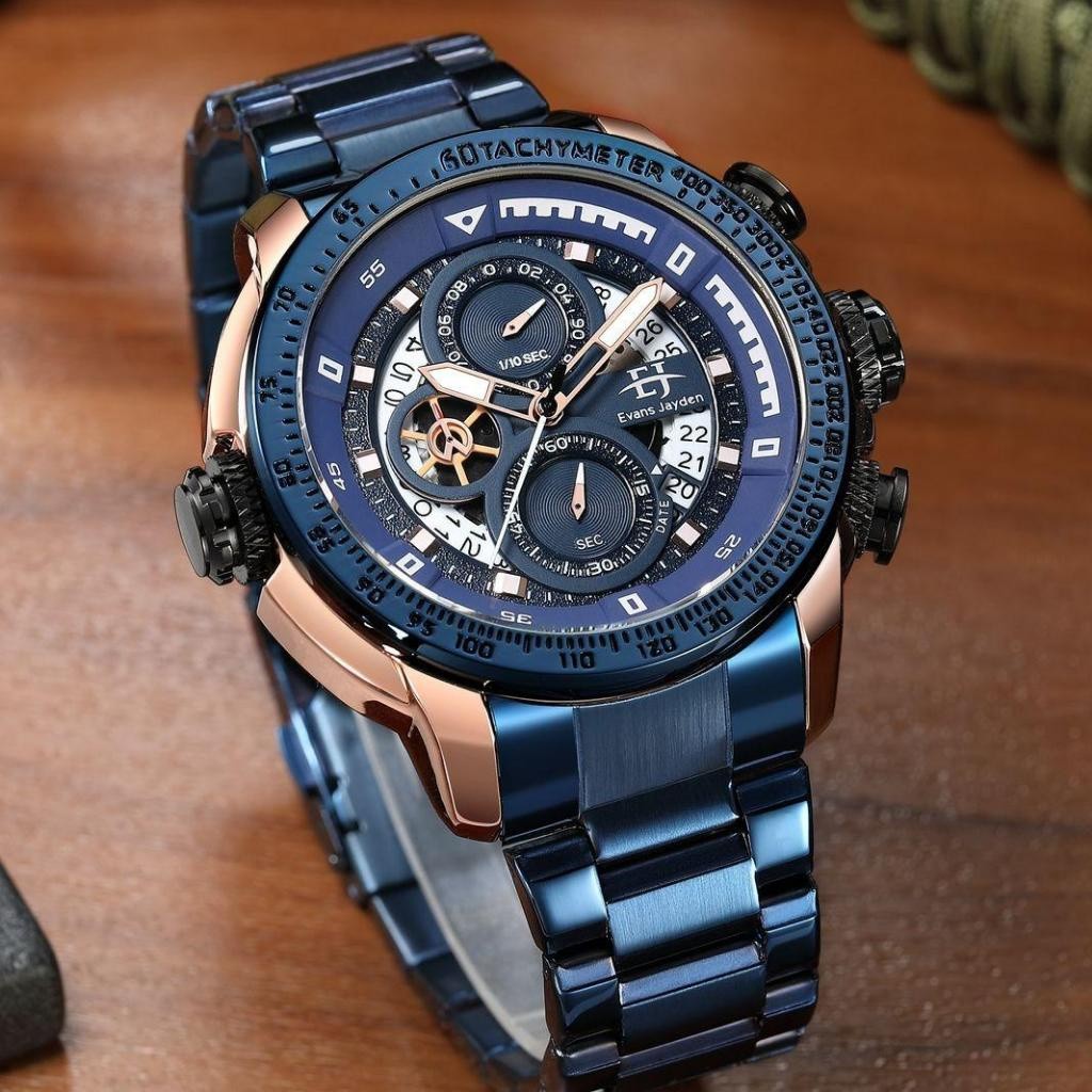 Jual Evans Jayden Jam Tangan Pria 9466 Rantai Stainless Steel ...